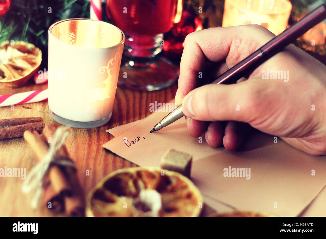 christmas hand writing story Stock Photo - Alamy