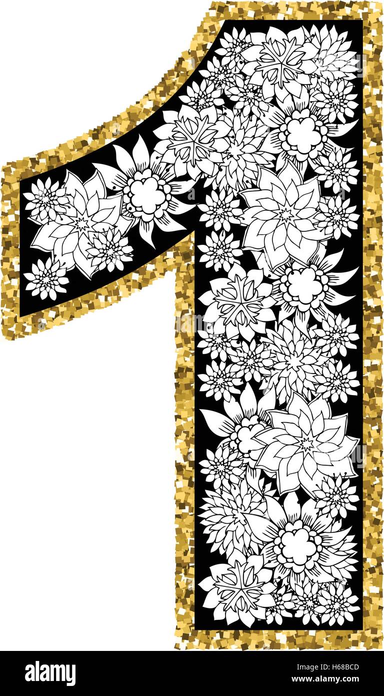 Hand drawn alphabet design. Digit 1 Stock Vector Image & Art - Alamy