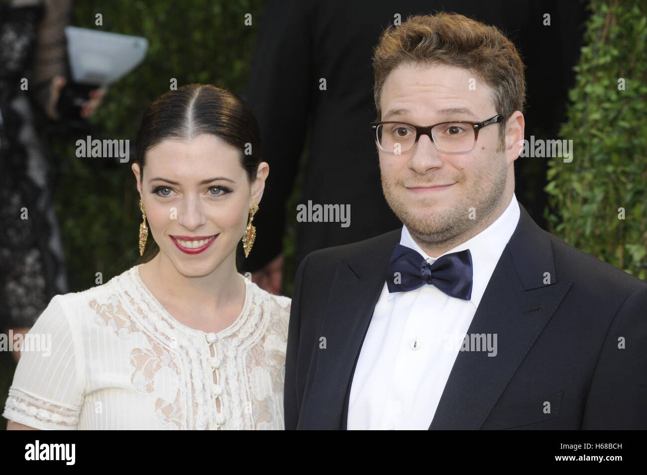 Seth Rogan and Lauren Miller arrives for the 2013 Vanity Fair Oscar ...
