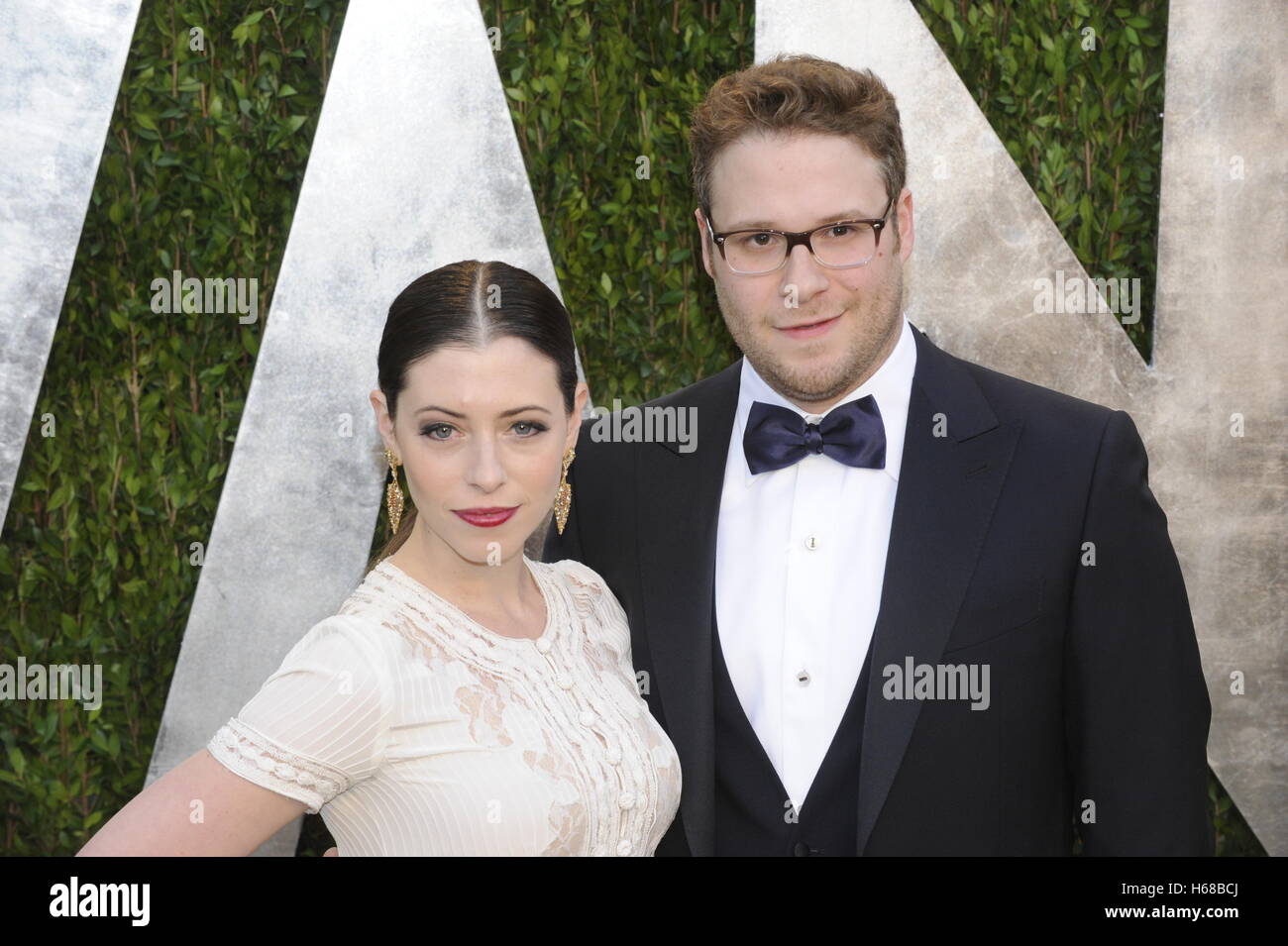 Seth Rogan and Lauren Miller arrives for the 2013 Vanity Fair Oscar ...