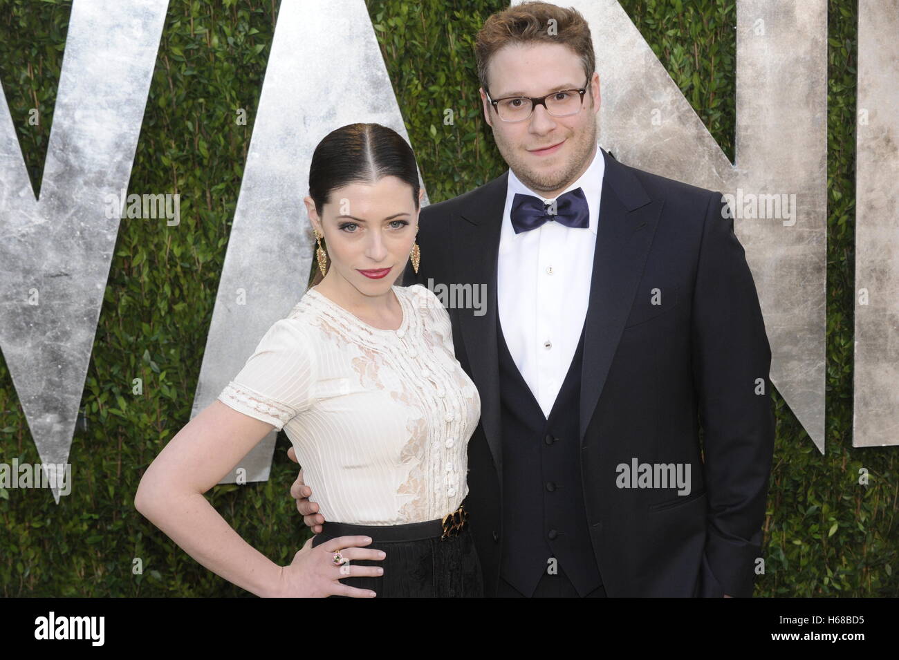 Seth Rogan and Lauren Miller arrives for the 2013 Vanity Fair Oscar ...