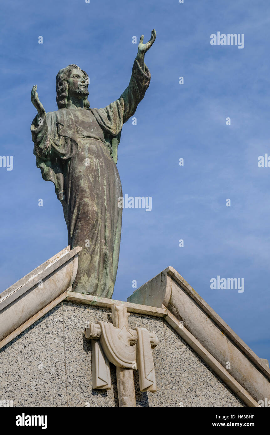 Jesus Christ statue, Cemetery Laredo, Cantabria, Spain, Europe Stock ...