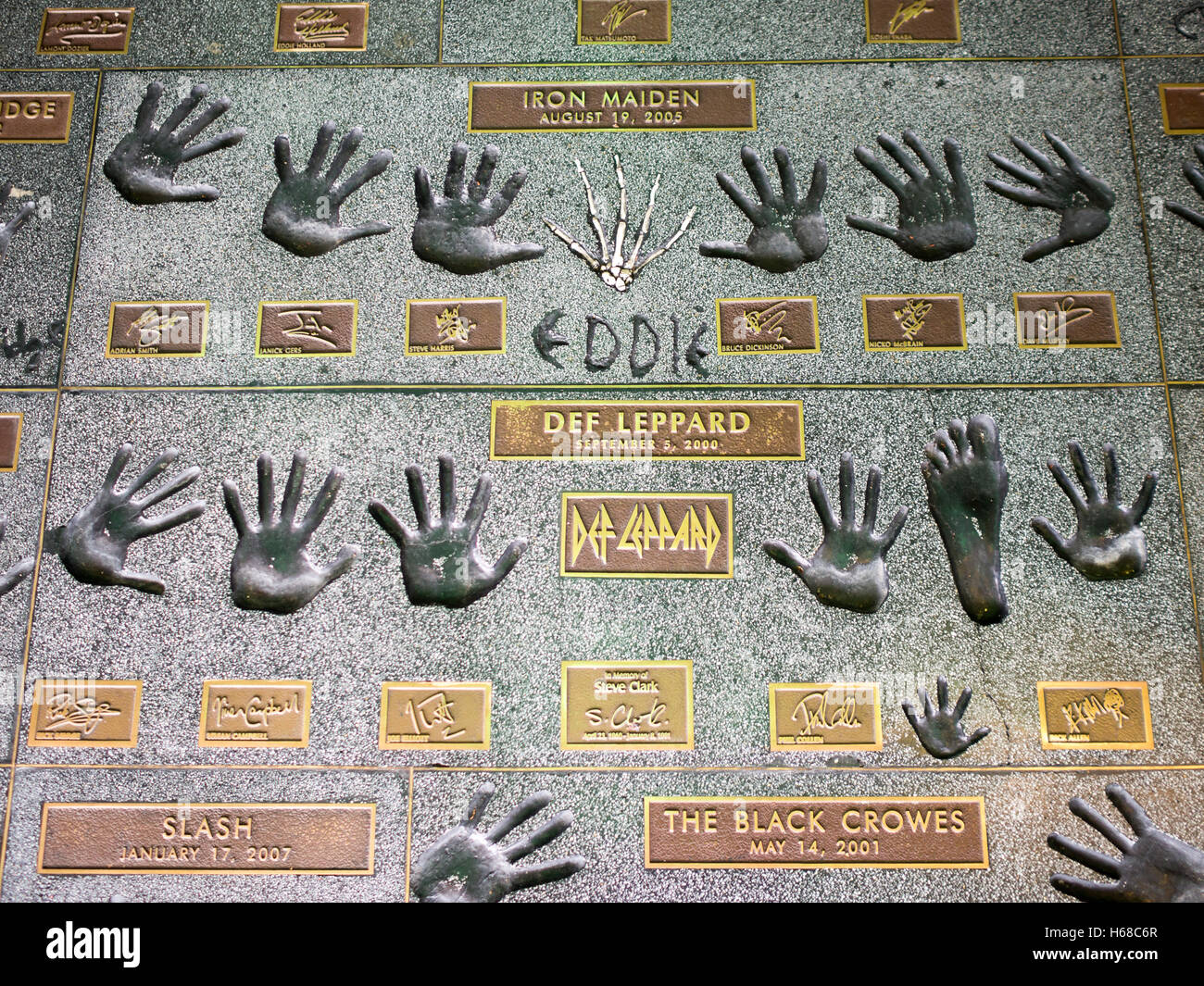Iron Maiden and Def Leopard band members hand prints, Los Angeles Stock ...