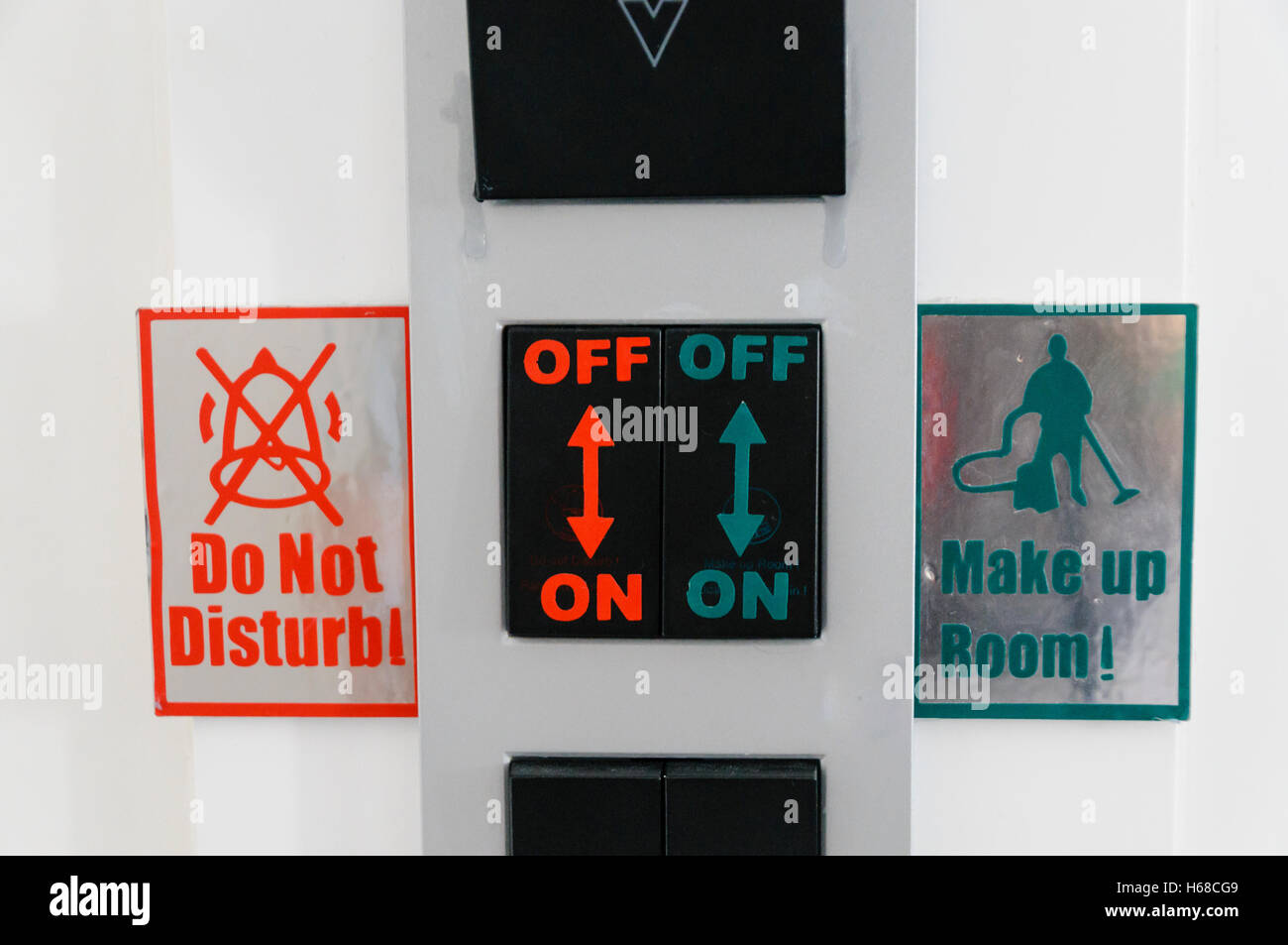 Switches in a hotel to turn on indicators for Do Not Disturb and Make ...