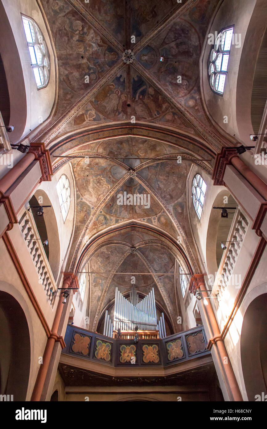 Europe, Germany, Cologne, vaulted and painted ceiling of the romanesque ...