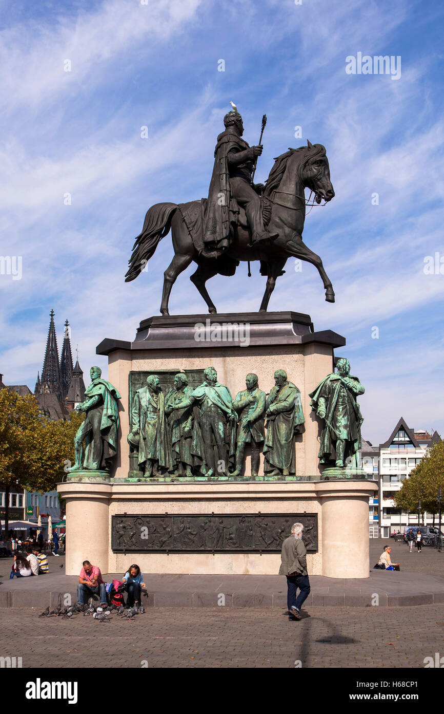 Germany, Cologne, equestrian statue Emperor Friedrich Wilhem III, King ...