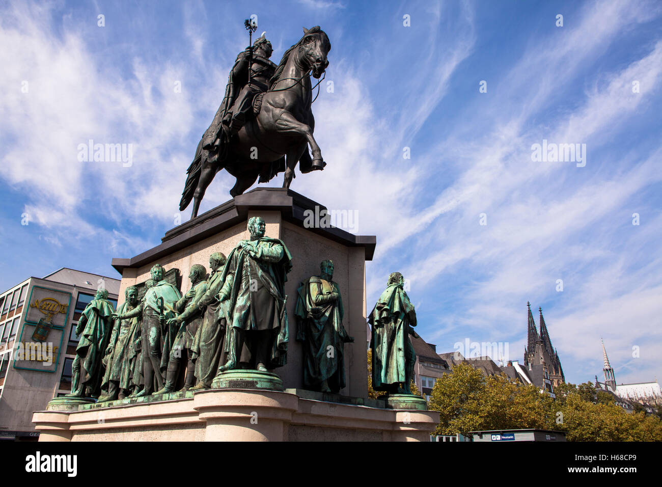 Germany, Cologne, equestrian statue Emperor Friedrich Wilhem III, King ...