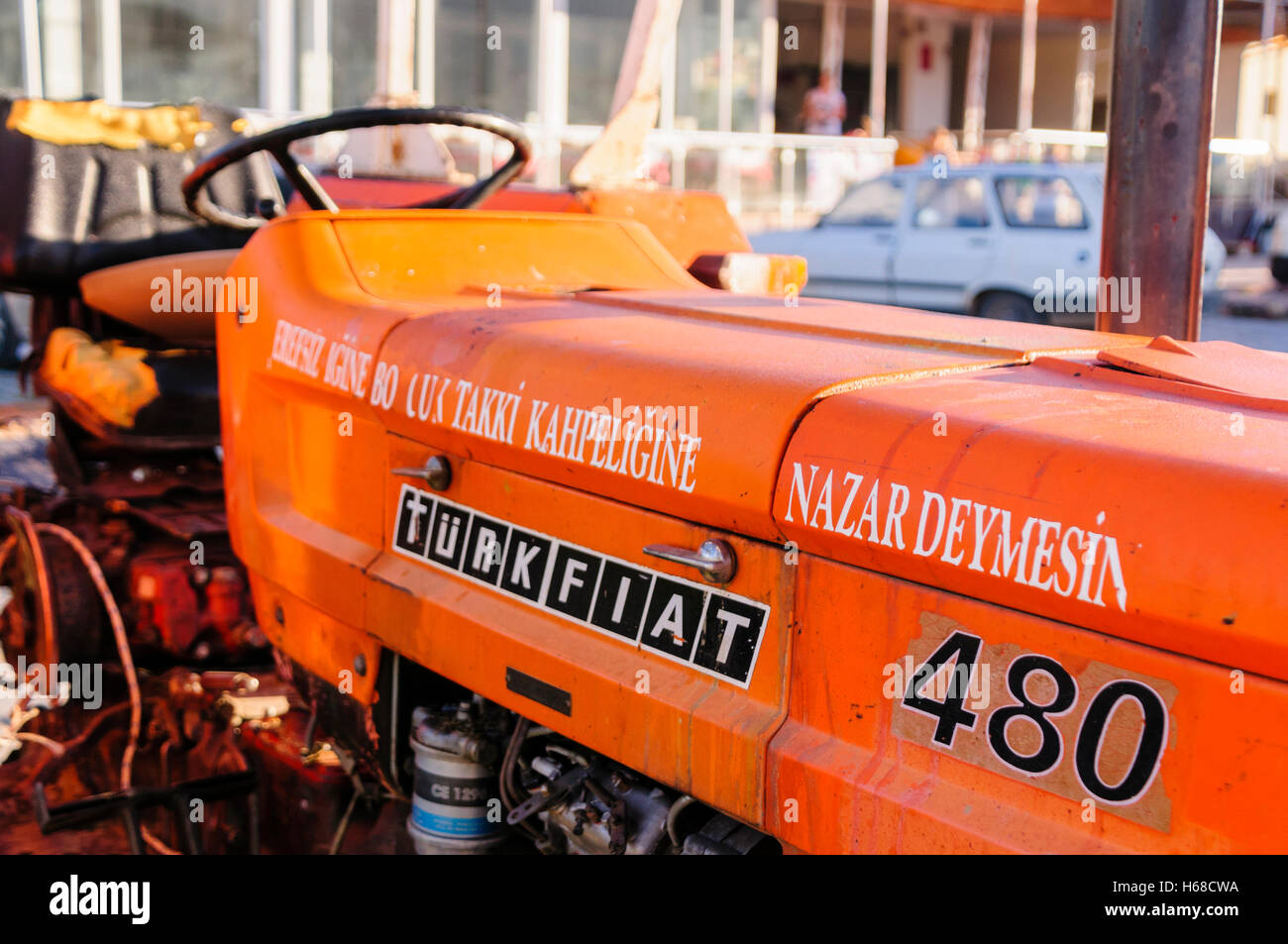 Turkfiat Turkish Fiat orange tractor Stock Photo - Alamy