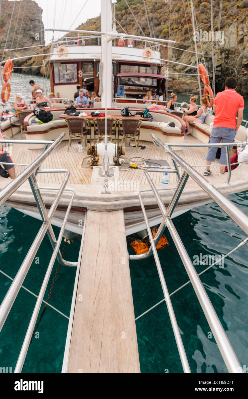 Foredeck of a sailing ship conducting tourist boat trips Stock Photo ...