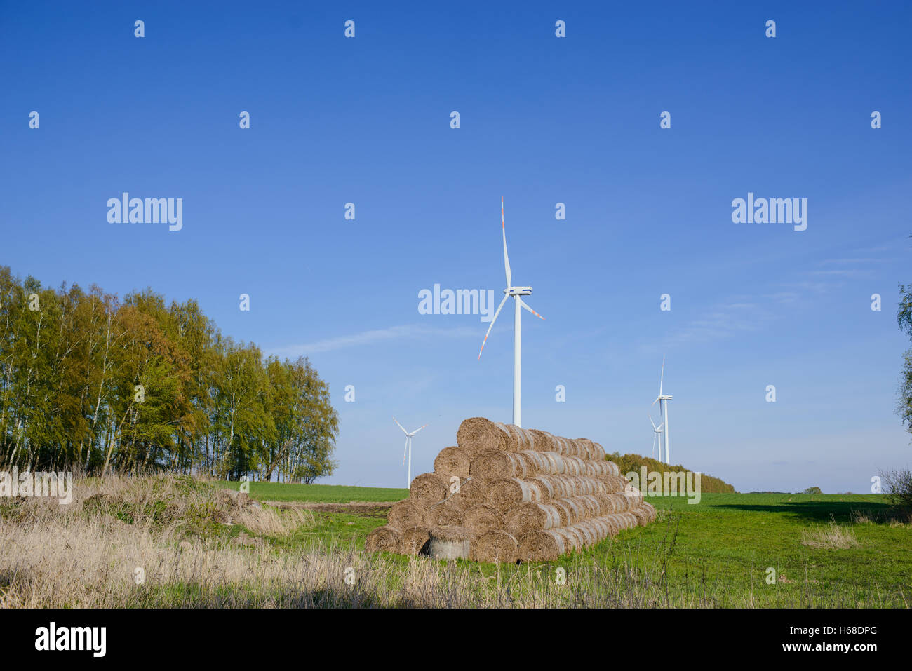 Bright blue sky moving and wind turbine Stock Photo - Alamy