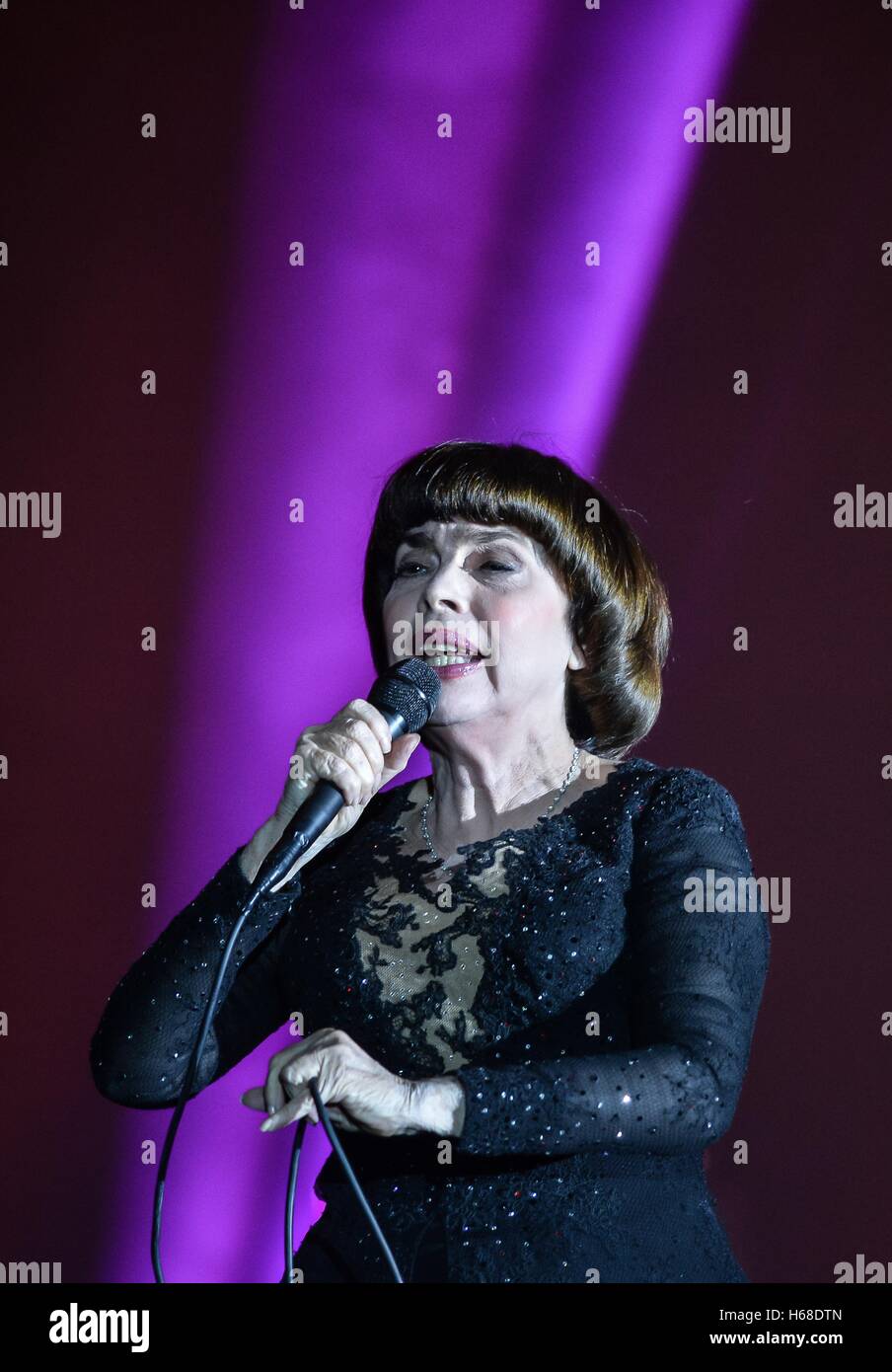 Mieille Mathieu performs during her tour on October 22, 2016 in Gdynia ...