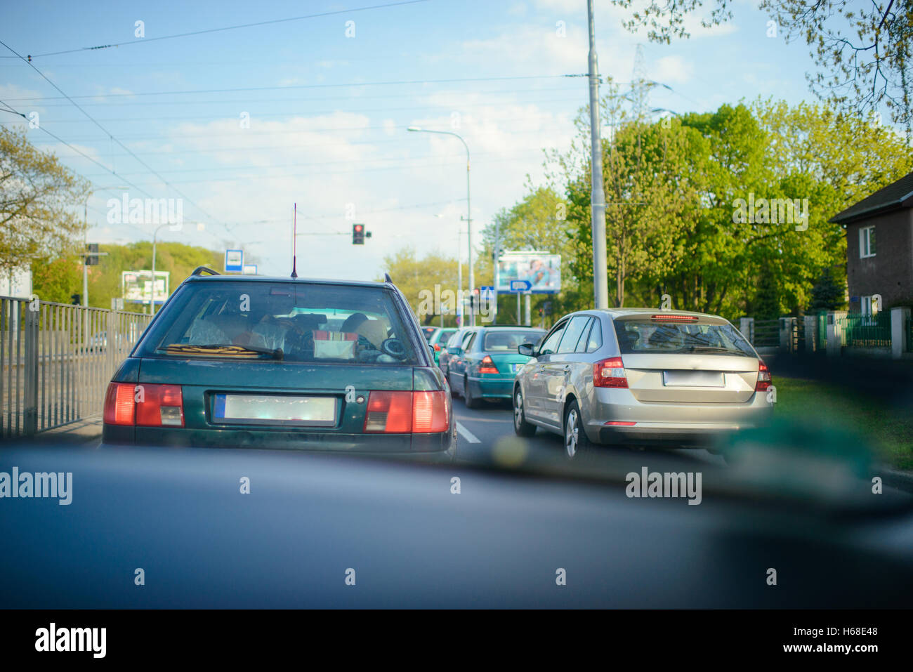Inside car traffic jam on day time Stock Photo - Alamy