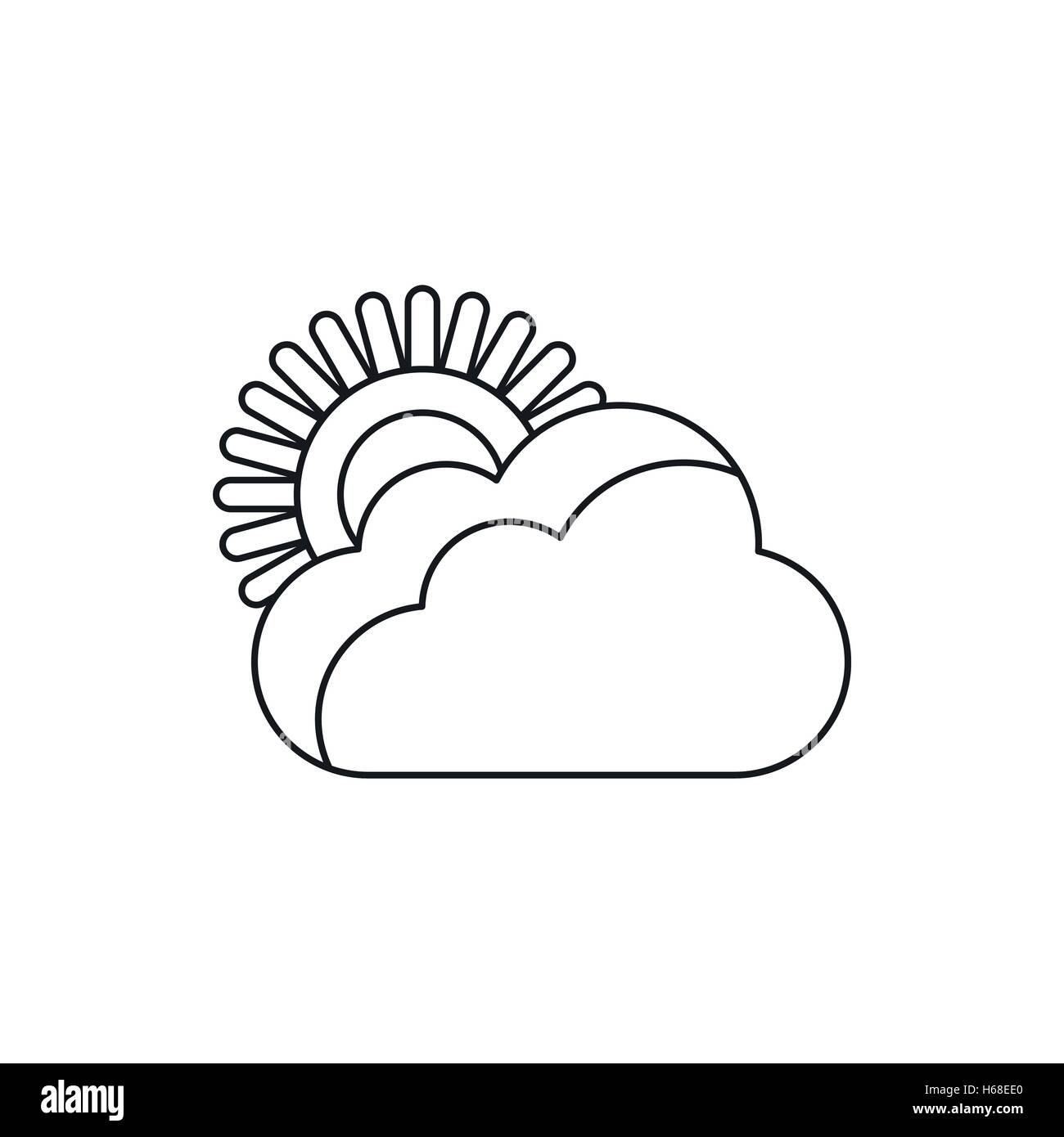 Sun and cloud icon, outline style Stock Vector Image & Art - Alamy
