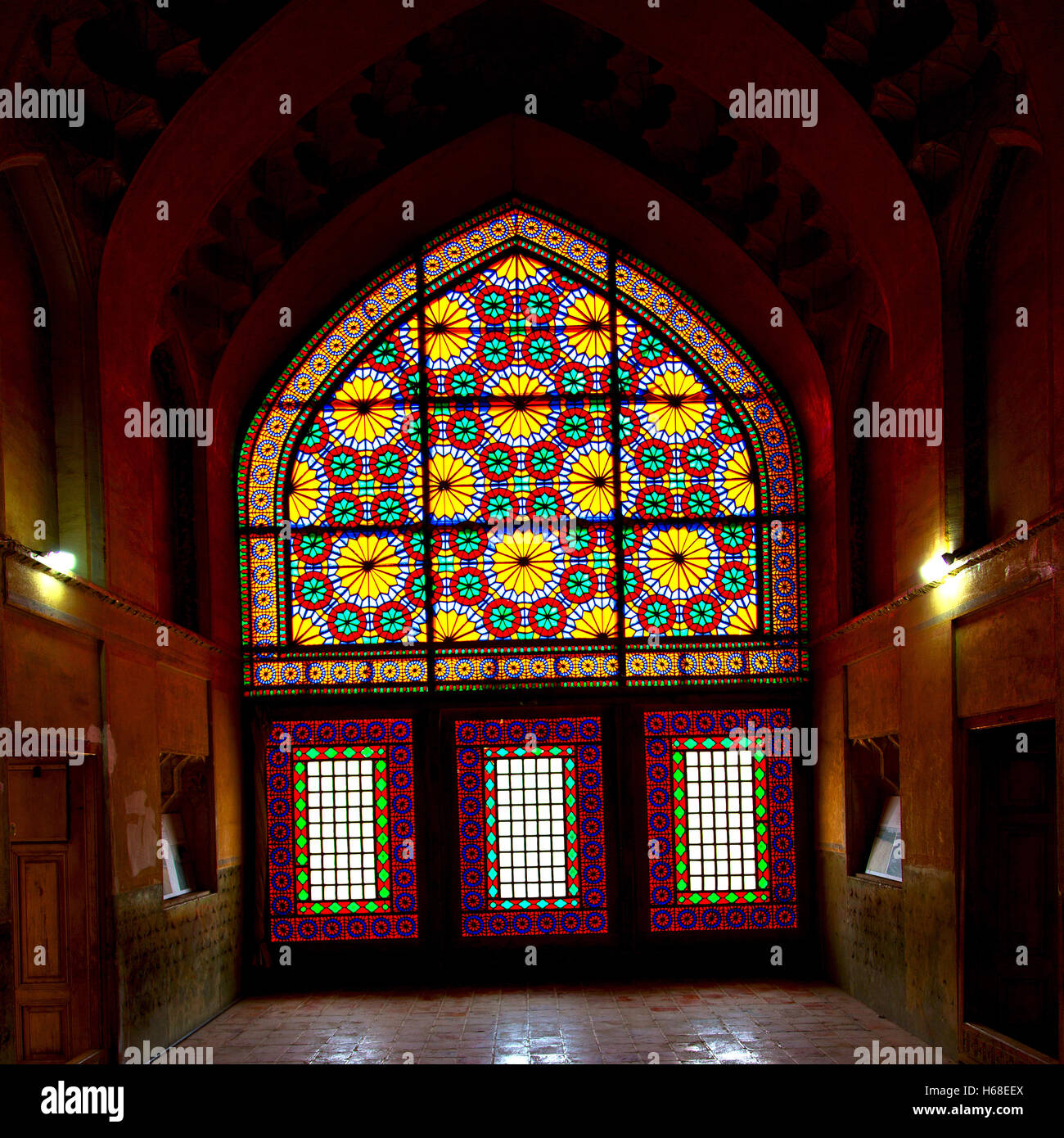 in iran blur colors from the windows the old mosque traditional scenic ...