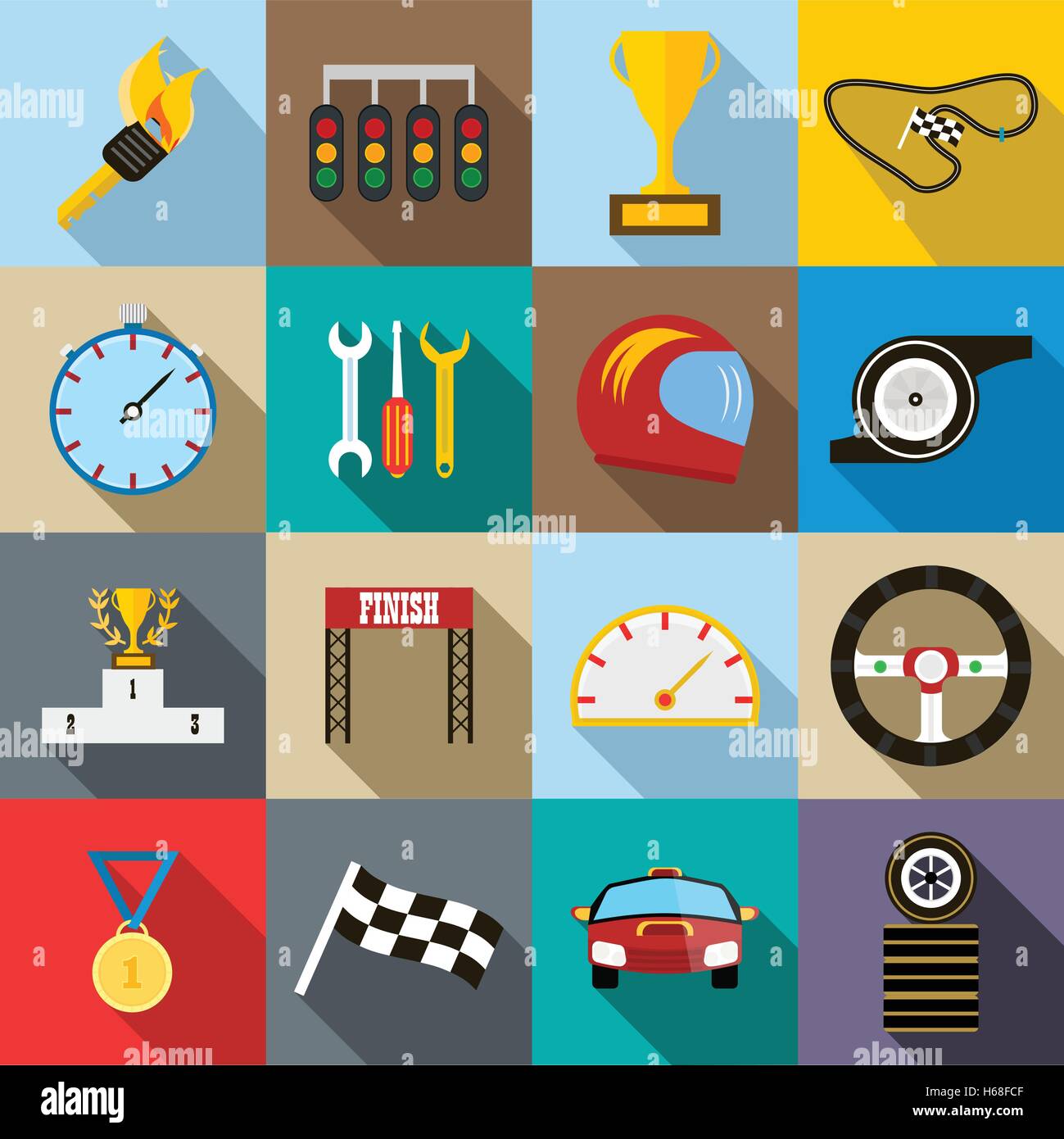 Race icons set, flat style Stock Vector Image & Art - Alamy