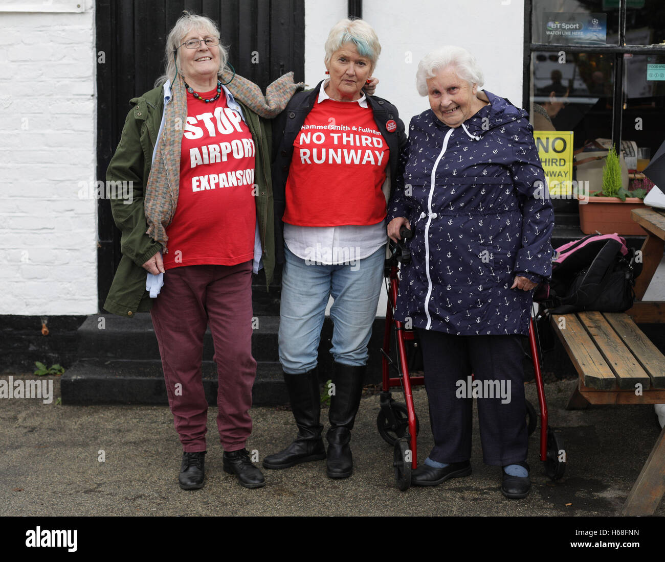 (Left to right) Protesters Lesley O'Brien, Victoria Timberlake and ...