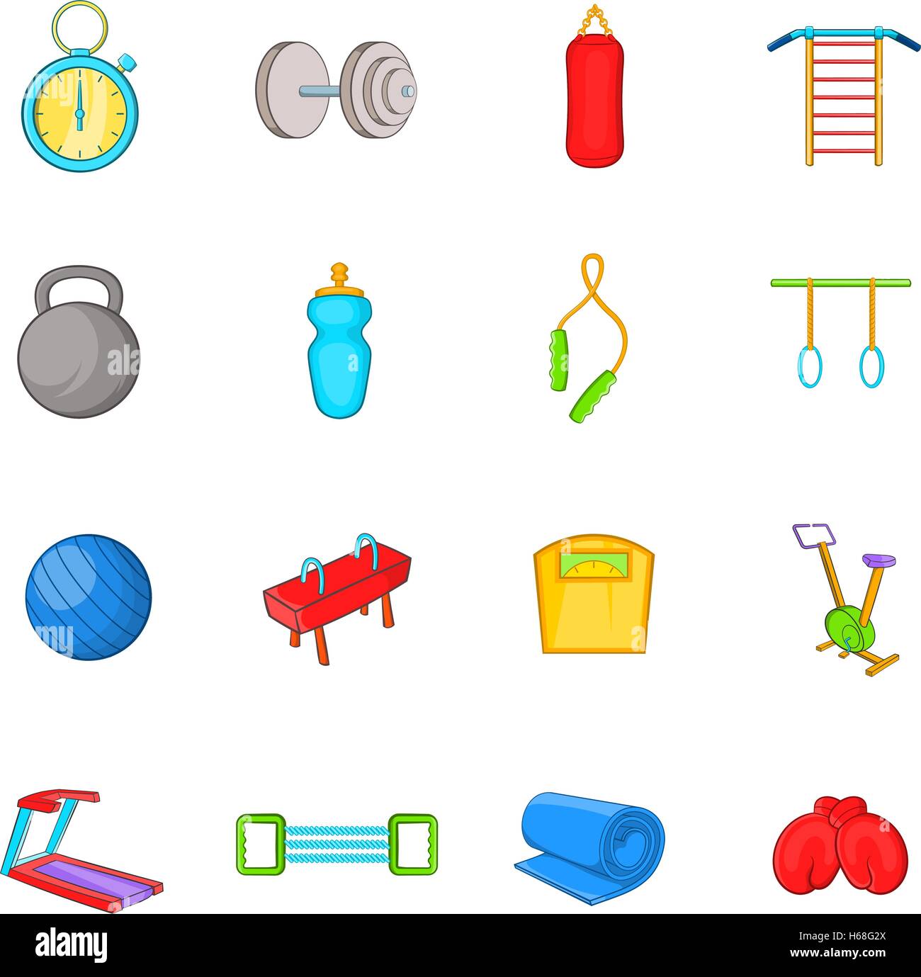 Gym icons set, cartoon style Stock Vector Image & Art - Alamy