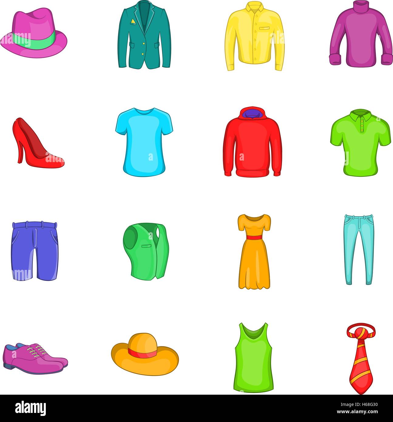 Clothes icons set, cartoon style Stock Vector Image & Art - Alamy