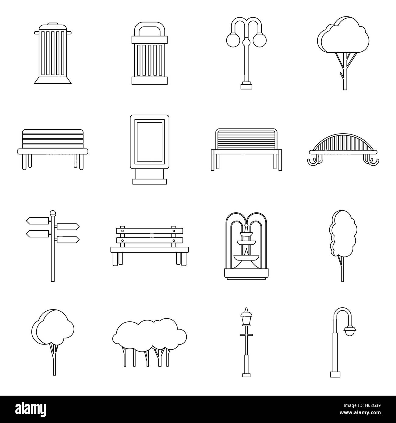 Park icons set, outline ctyle Stock Vector Image & Art - Alamy