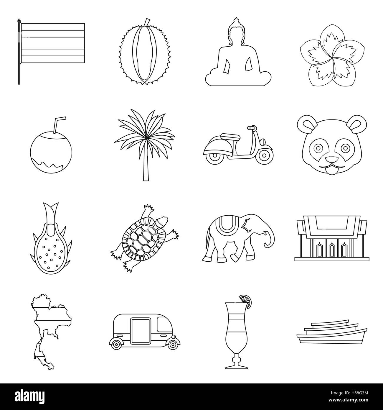 Costa Rica icons set, outline ctyle Stock Vector Image & Art - Alamy