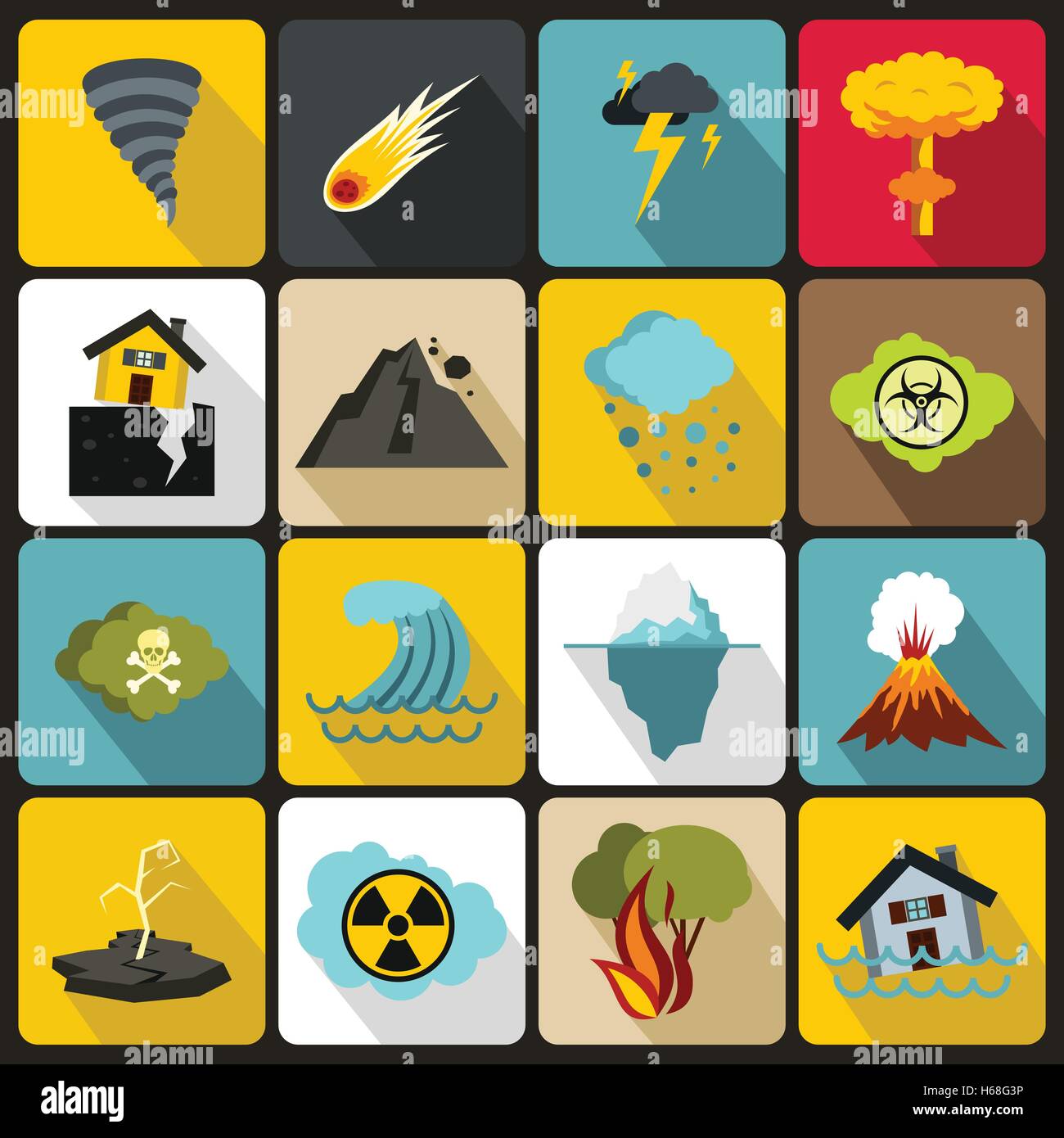 Natural disaster icons set, flat ctyle Stock Vector Image & Art - Alamy
