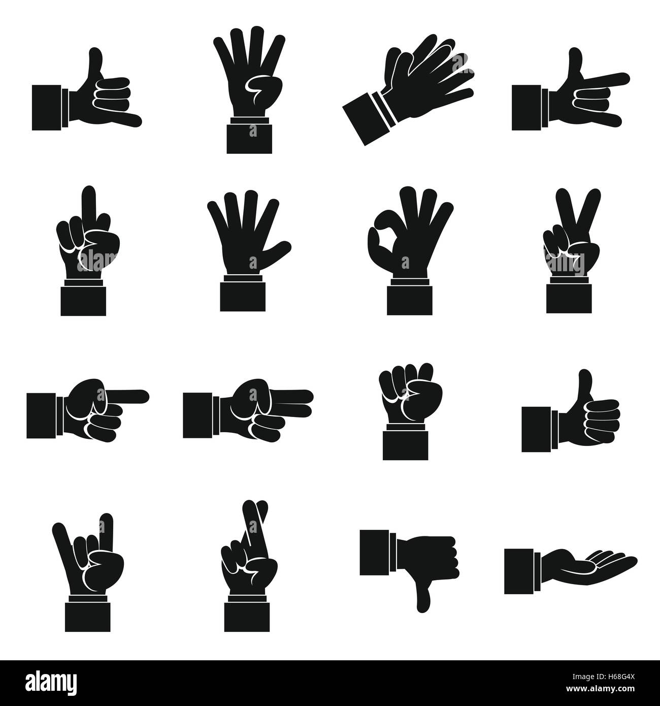 Hand gesture icons set, simple ctyle Stock Vector Image & Art - Alamy