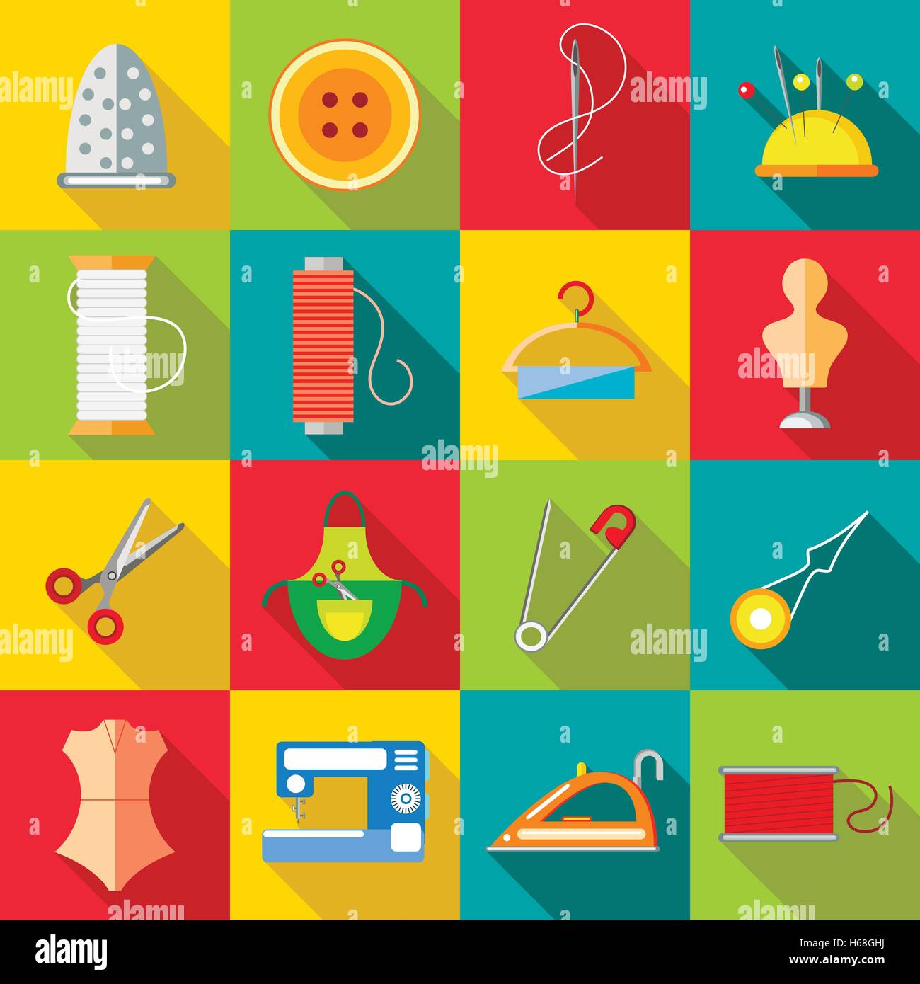 Sewing icons set, flat style Stock Vector Image & Art - Alamy