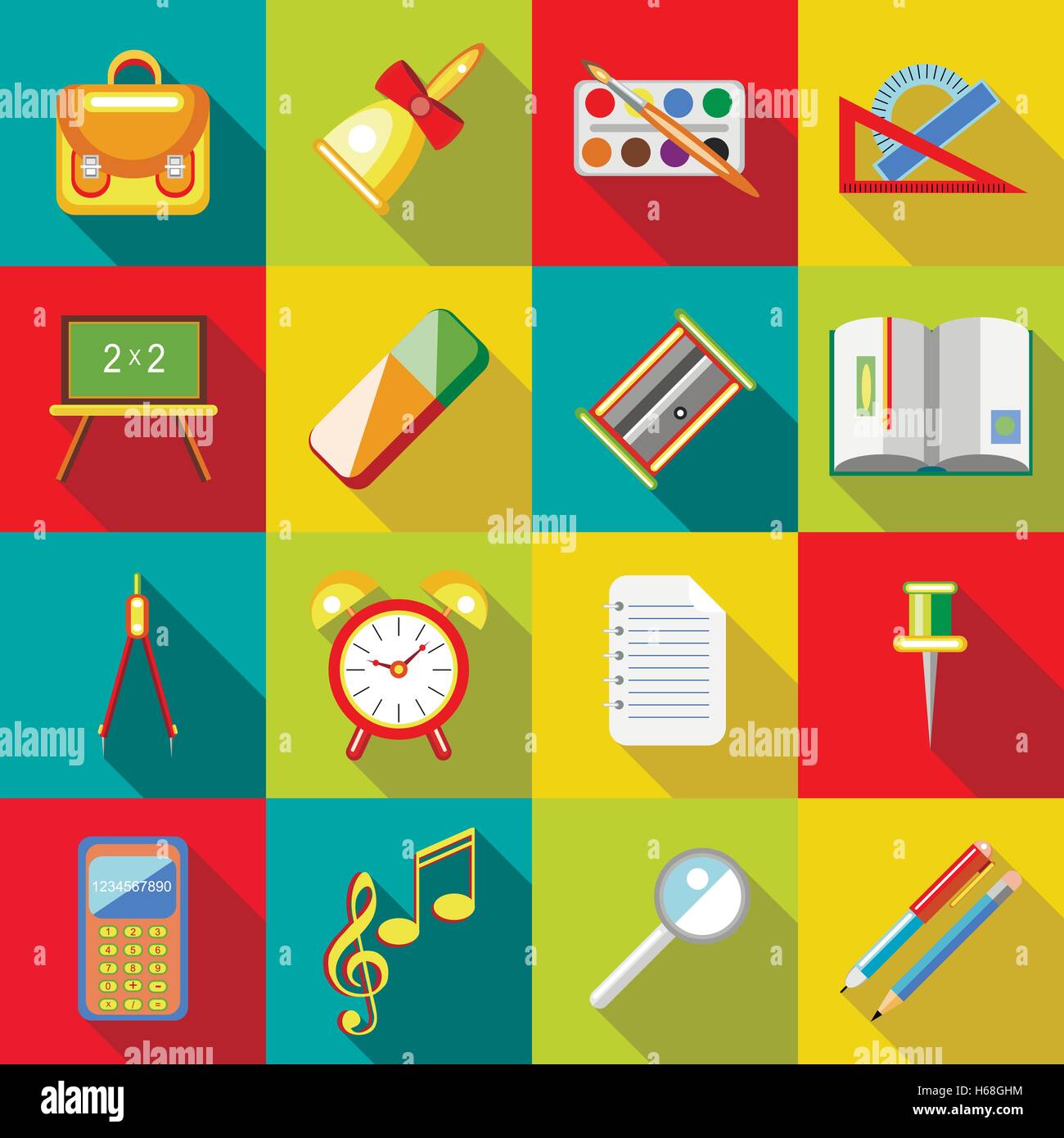 School supplies icons set, flat ctyle Stock Vector Image & Art - Alamy