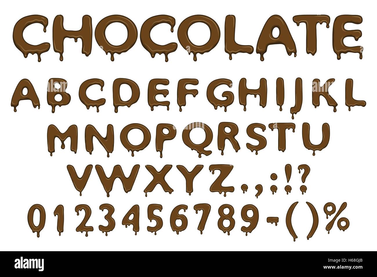 Chocolate alphabet numbers and symbols Stock Vector Image & Art - Alamy