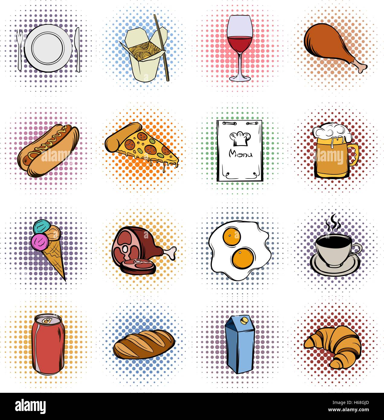 Food comics icons set Stock Vector Image & Art - Alamy