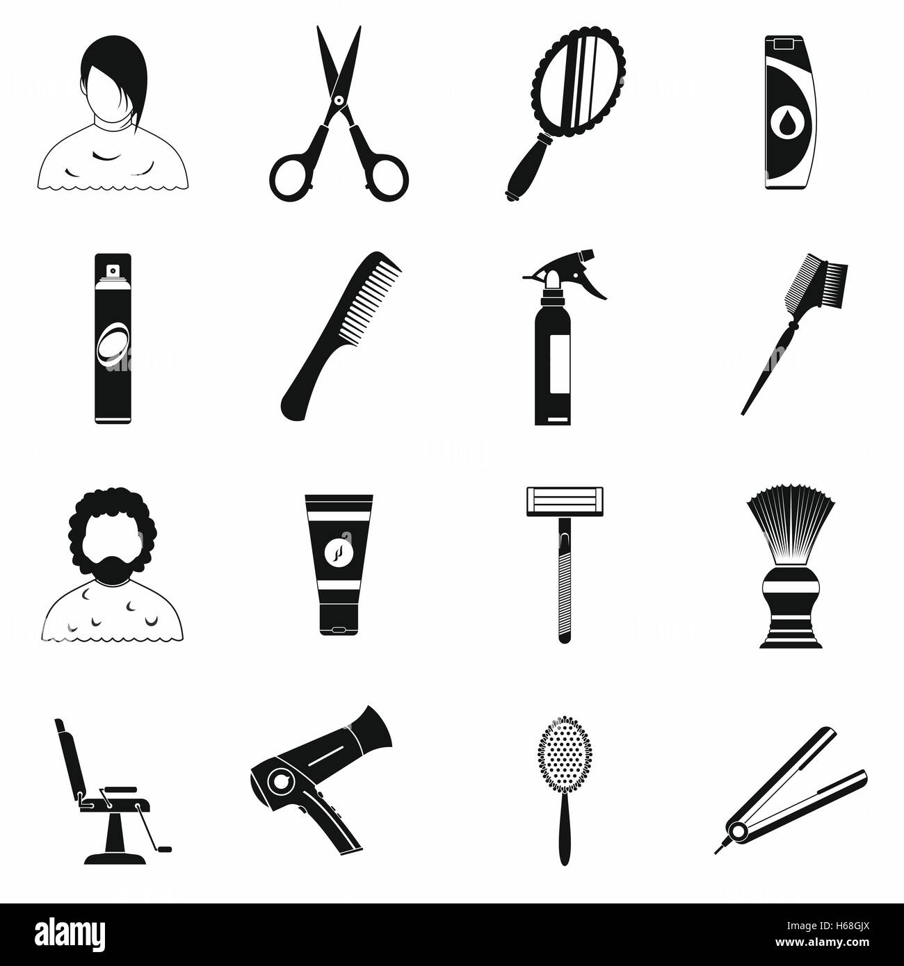 Hairdressing simple icons set Stock Vector Image & Art - Alamy