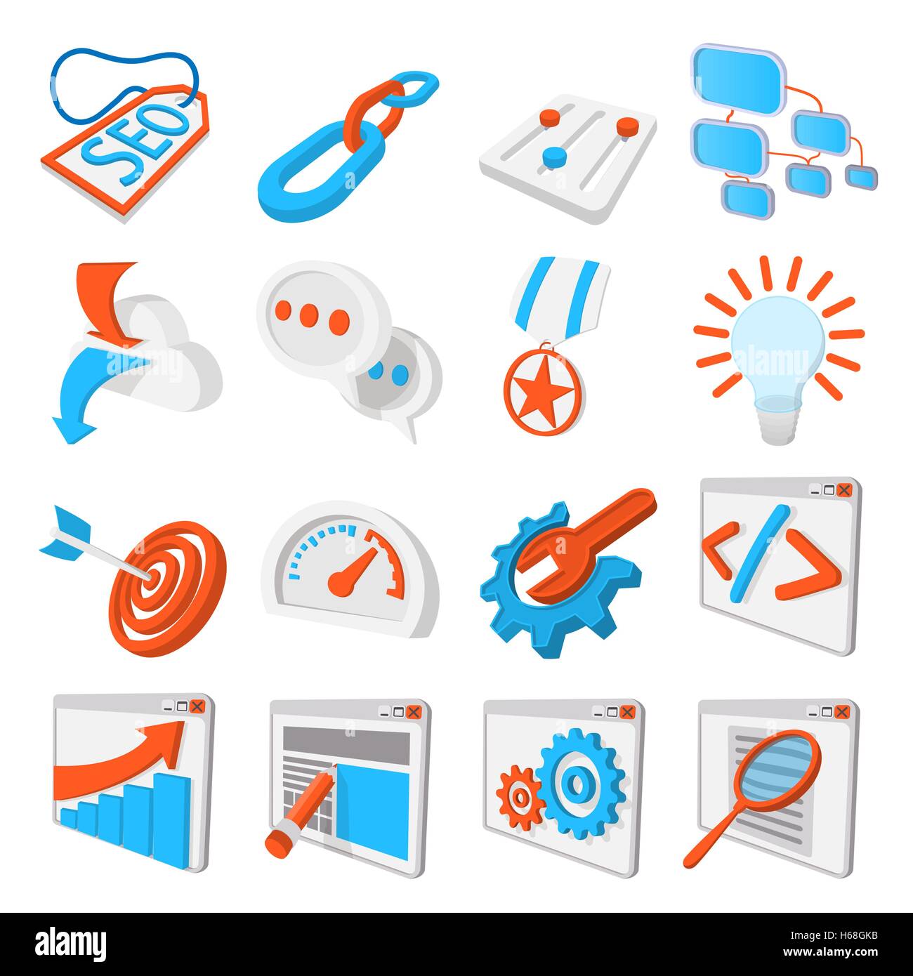 Seo 16 cartoon icons set Stock Vector Image & Art - Alamy