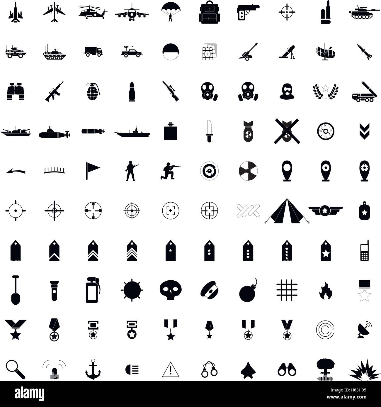 100 military simple black icons Stock Vector Image & Art - Alamy