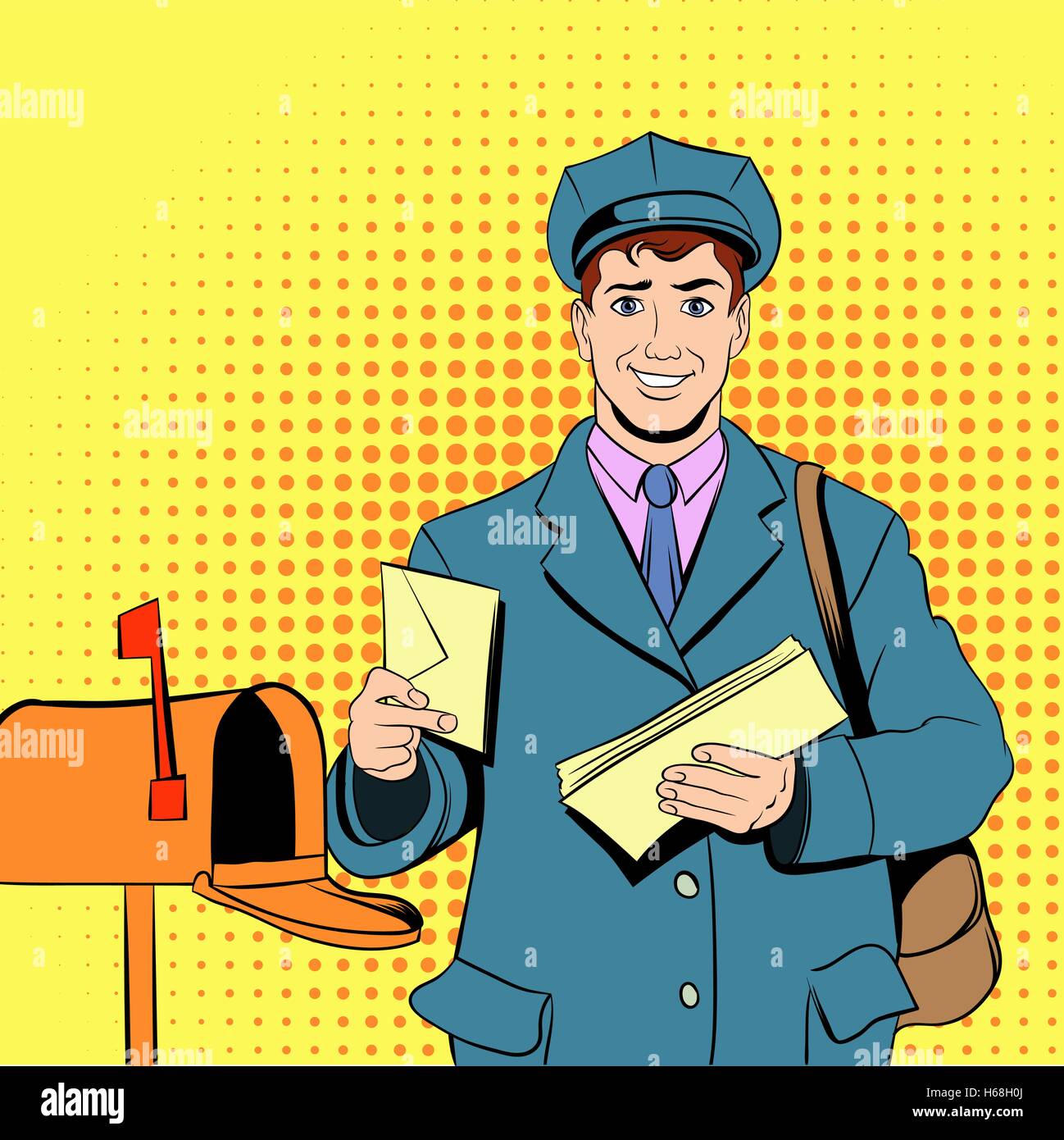 Comics postman holding mail and bag Stock Vector Image & Art - Alamy