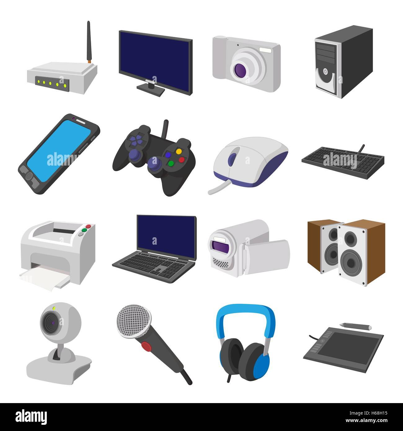 Technology and devices cartoon icons set Stock Vector Image & Art - Alamy