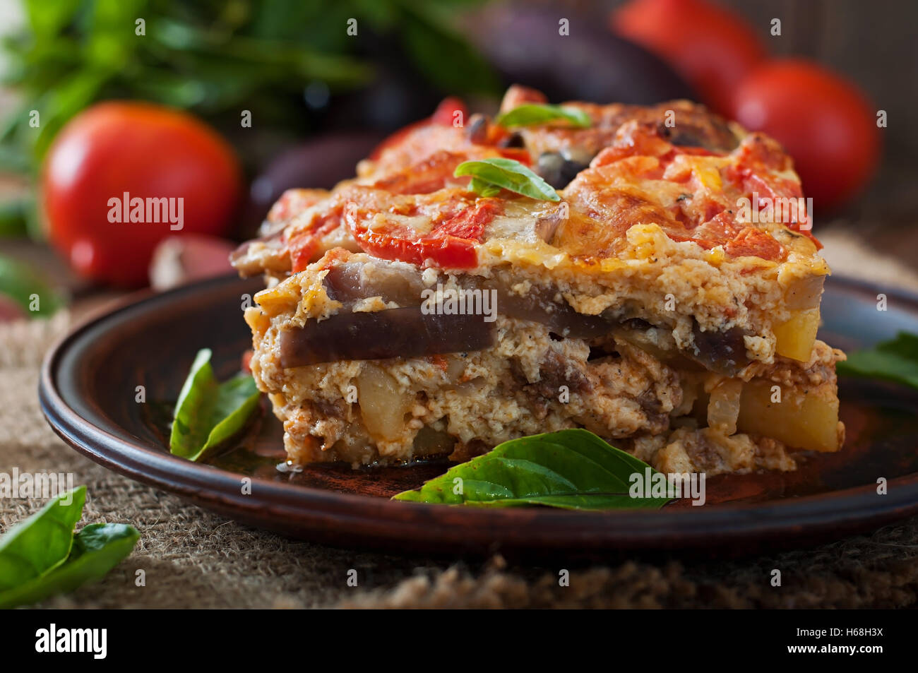 Moussaka - a traditional Greek dish Stock Photo - Alamy