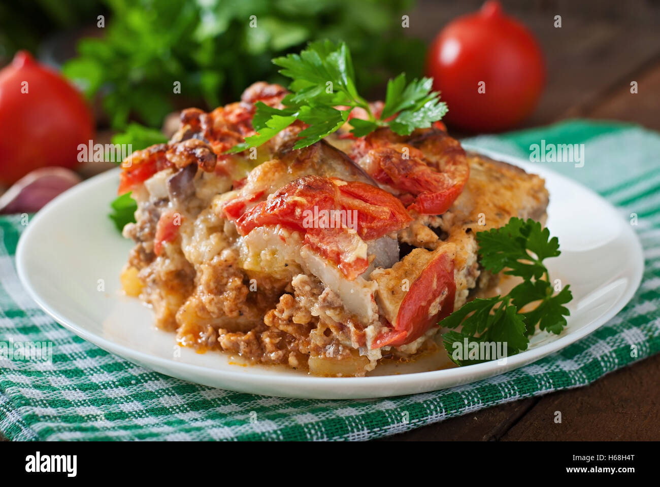 Moussaka - a traditional Greek dish Stock Photo - Alamy
