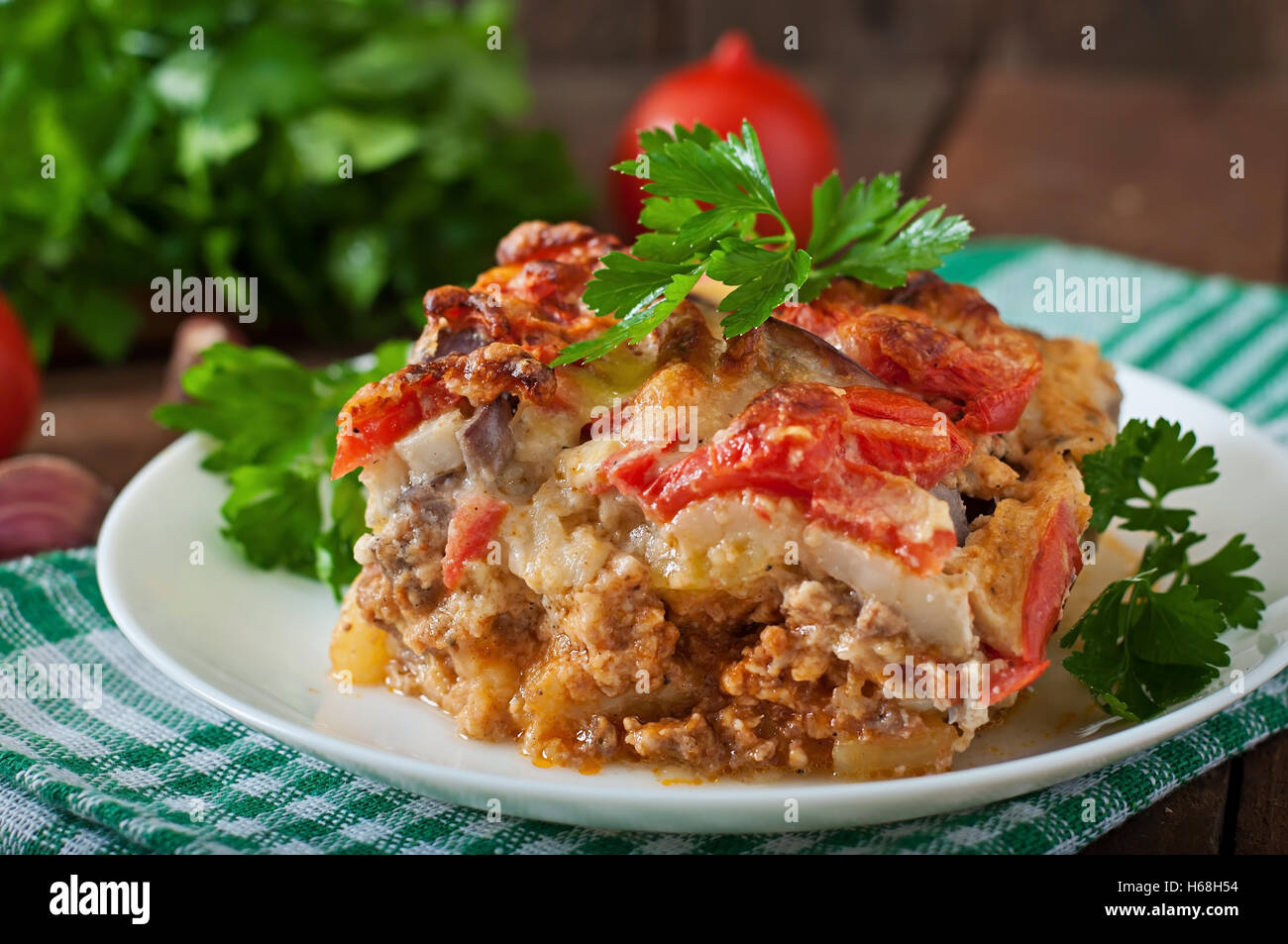 Moussaka - a traditional Greek dish Stock Photo - Alamy