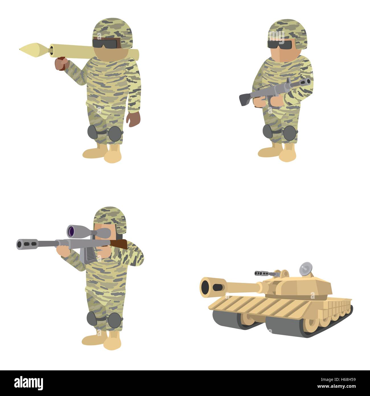 Set of soldiers cartoon icons Stock Vector Image & Art - Alamy