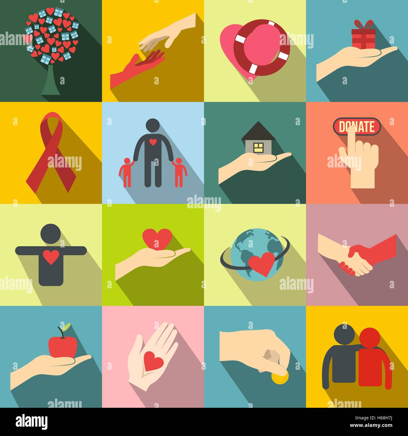 Charity flat icons Stock Vector Image & Art - Alamy