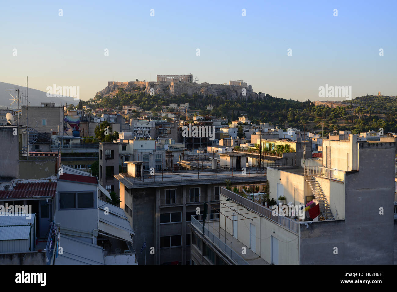 Greece, Athens, Rooftop View to Acropolis Stock Photo - Alamy