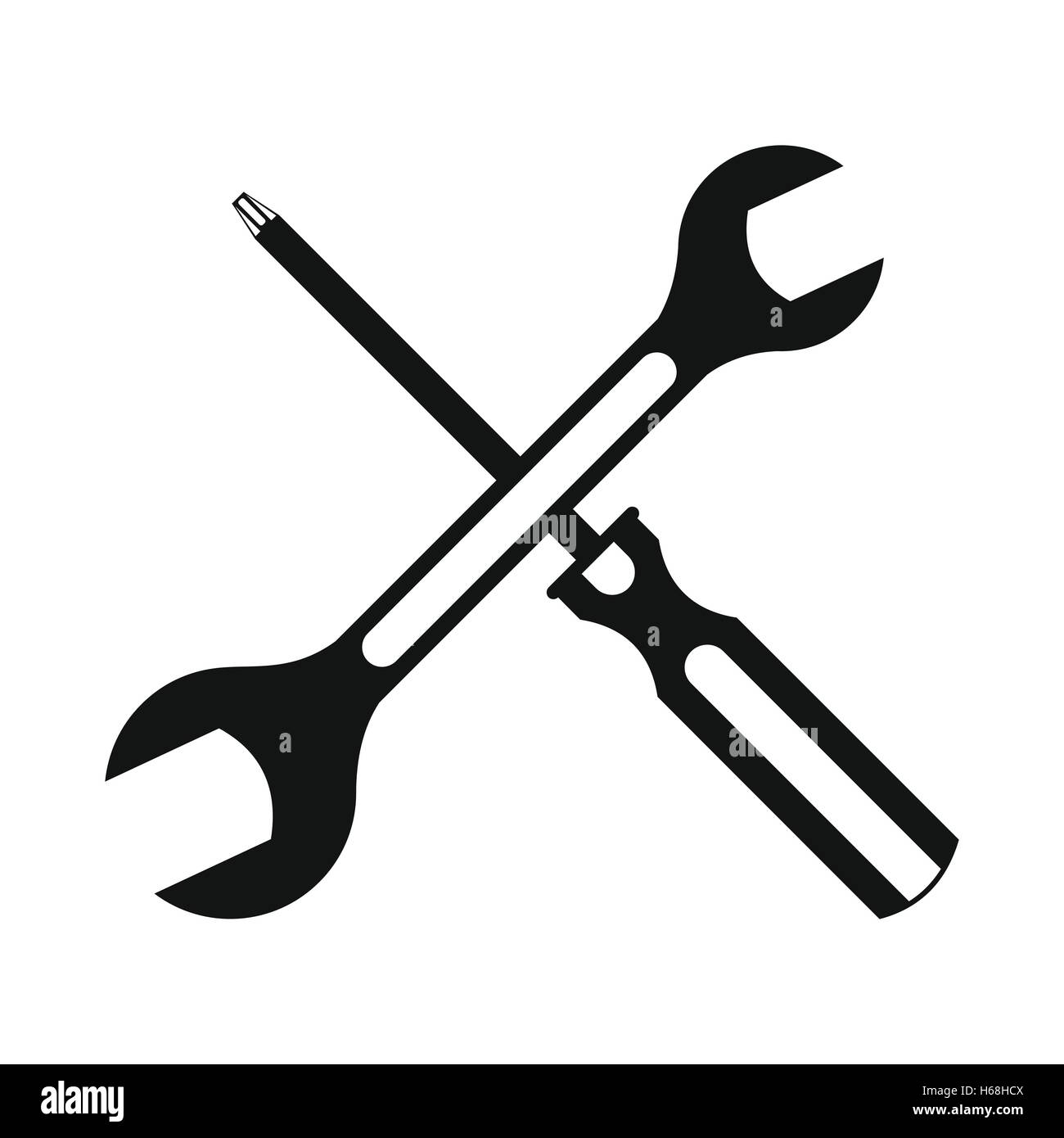 Black screwdriver and spanner flat icon Stock Vector Image & Art - Alamy