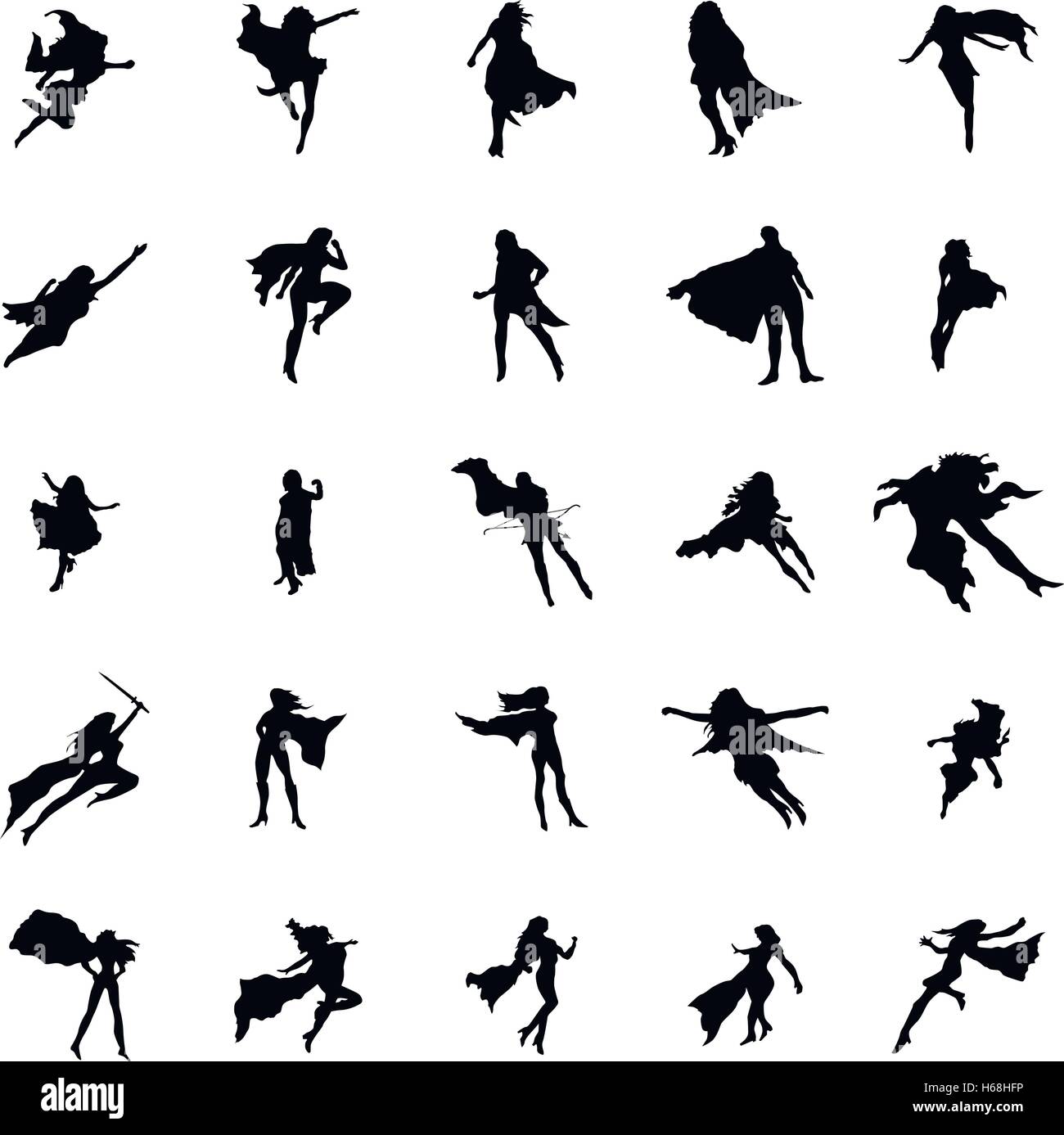 Superhero woman silhouettes set Stock Vector Image & Art - Alamy