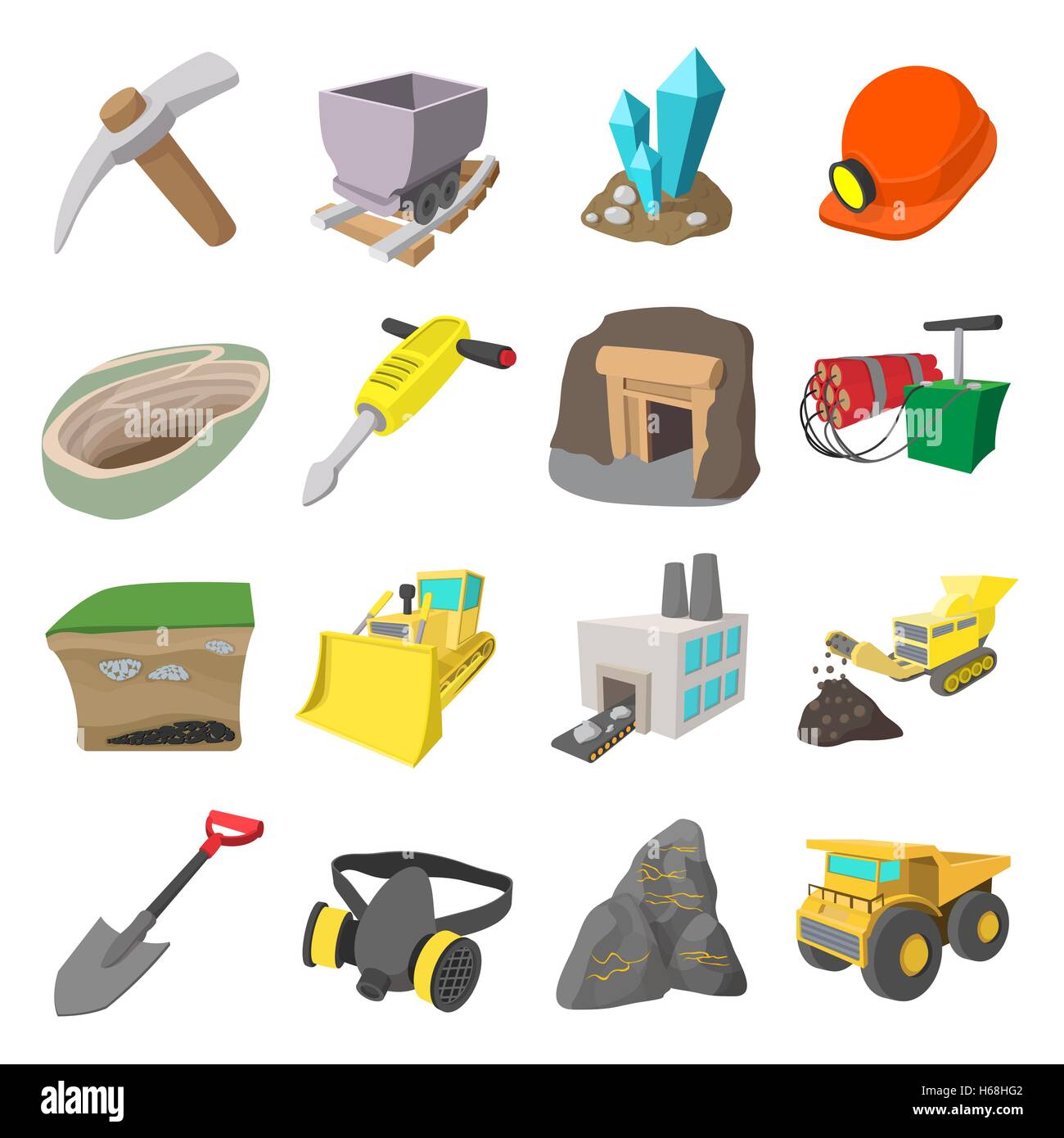 Mining icons cartoon set Stock Vector Image & Art - Alamy