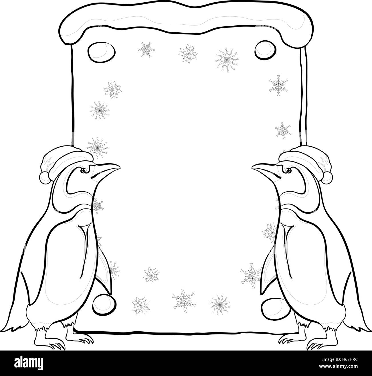 Penguins with Christmas poster, outline Stock Vector Image & Art - Alamy
