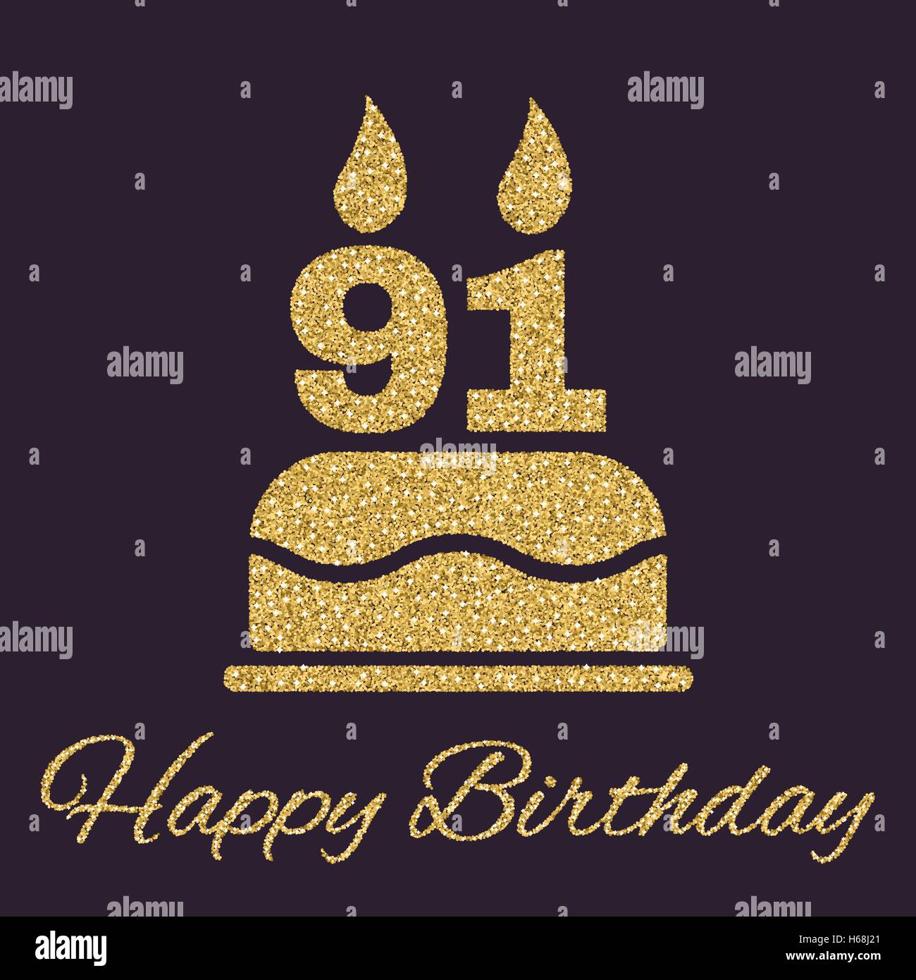 The birthday cake with candles in the form of number 91 icon. Birthday ...