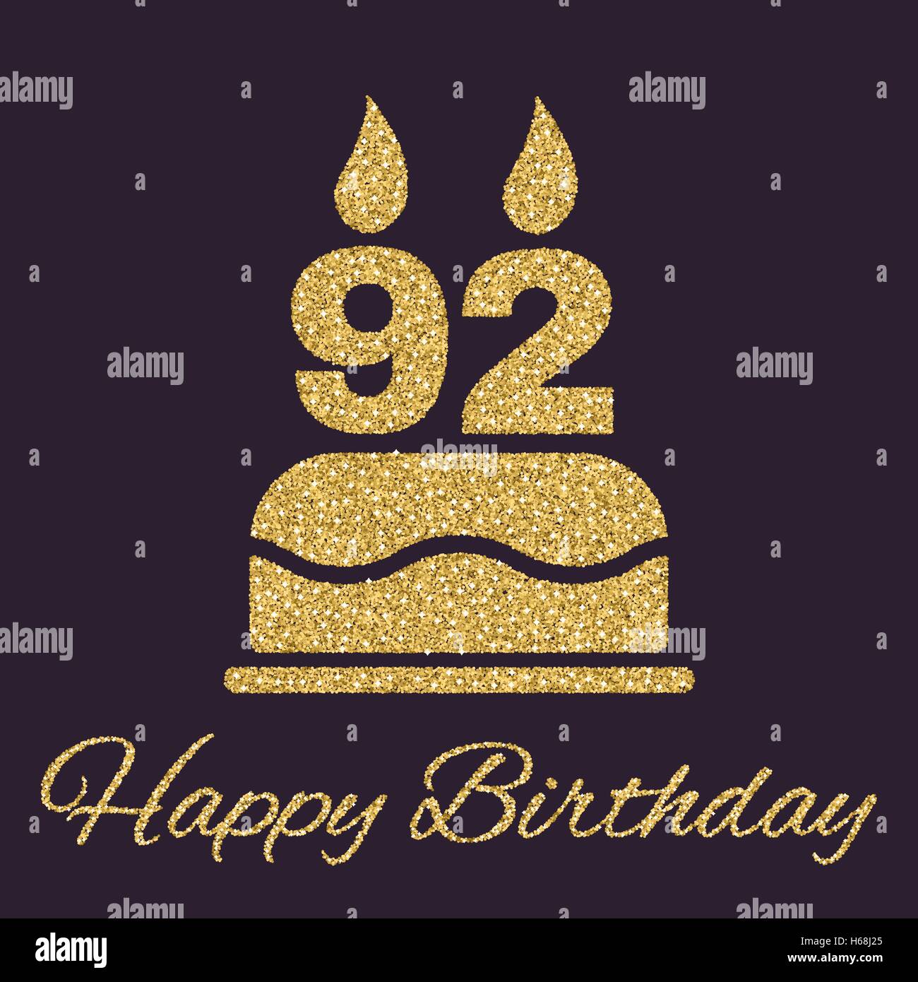 The birthday cake with candles in the form of number 92 icon. Birthday ...