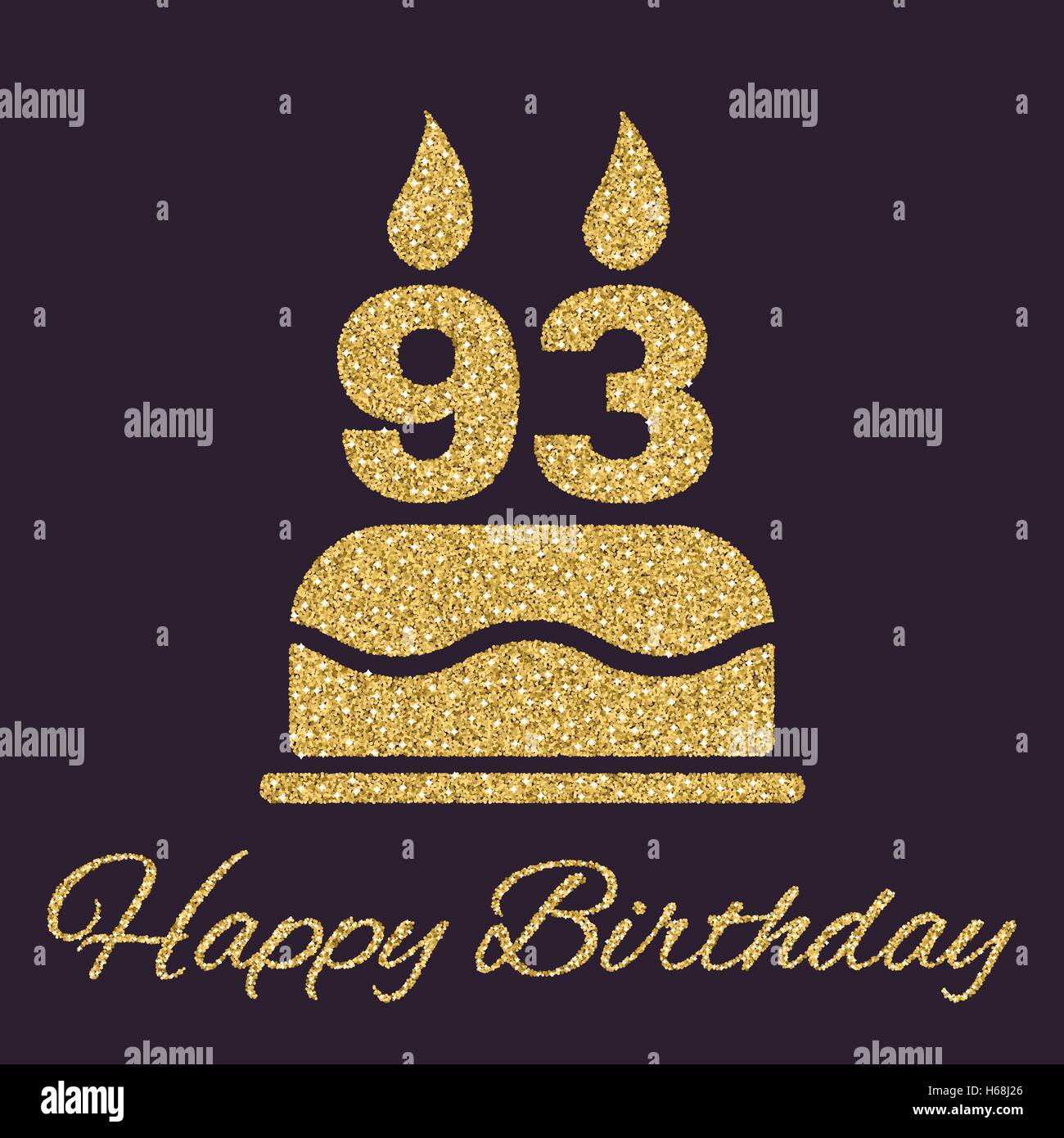 The birthday cake with candles in the form of number 93 icon. Birthday ...