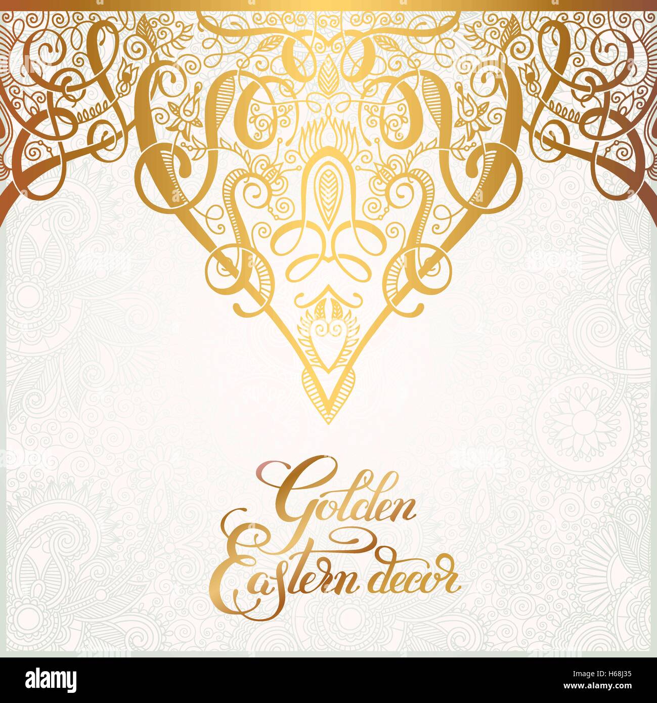 floral golden eastern decor with place for your text, paisley pa Stock ...
