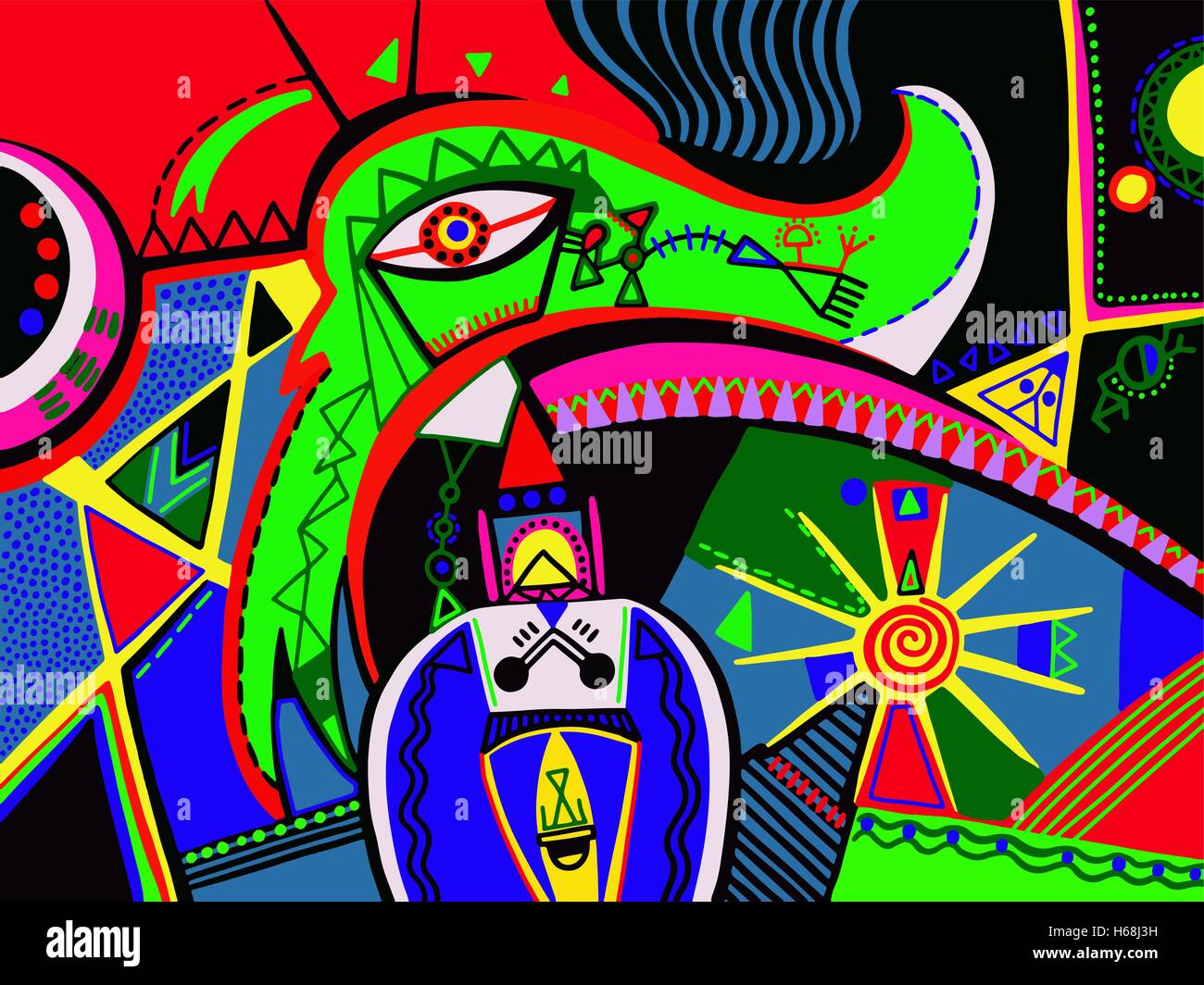 original abstract digital contemporary art vibrant colorful geom Stock ...